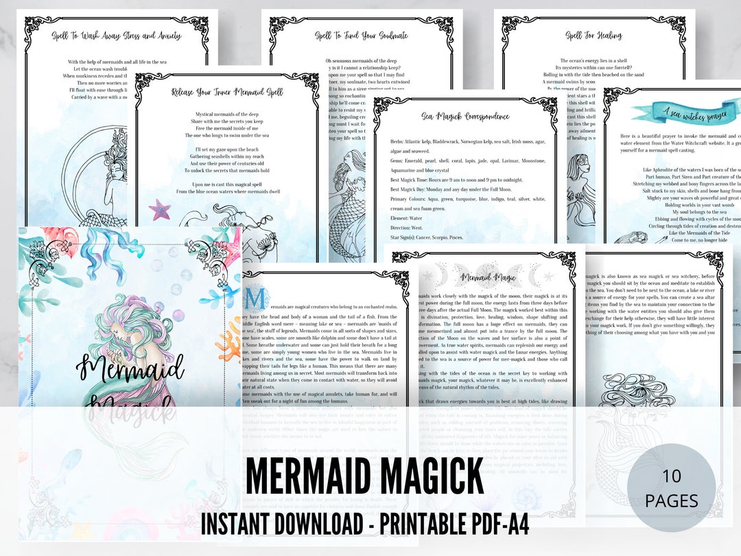 Mermaid Magick A sea witches prayer Spells Book of Shadows - Etsy México