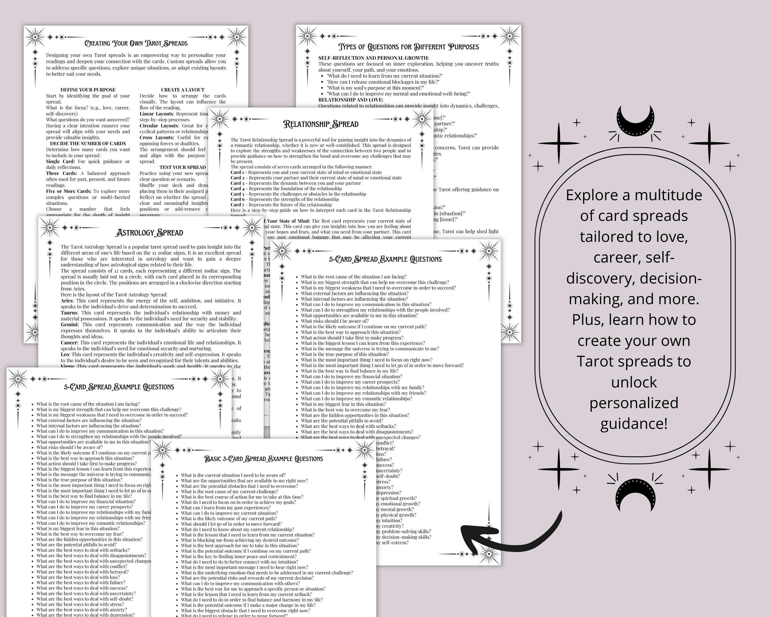 Tarot Beginner’s Guide – Card Meanings, Spreads, Cheat Sheets, Journal ...