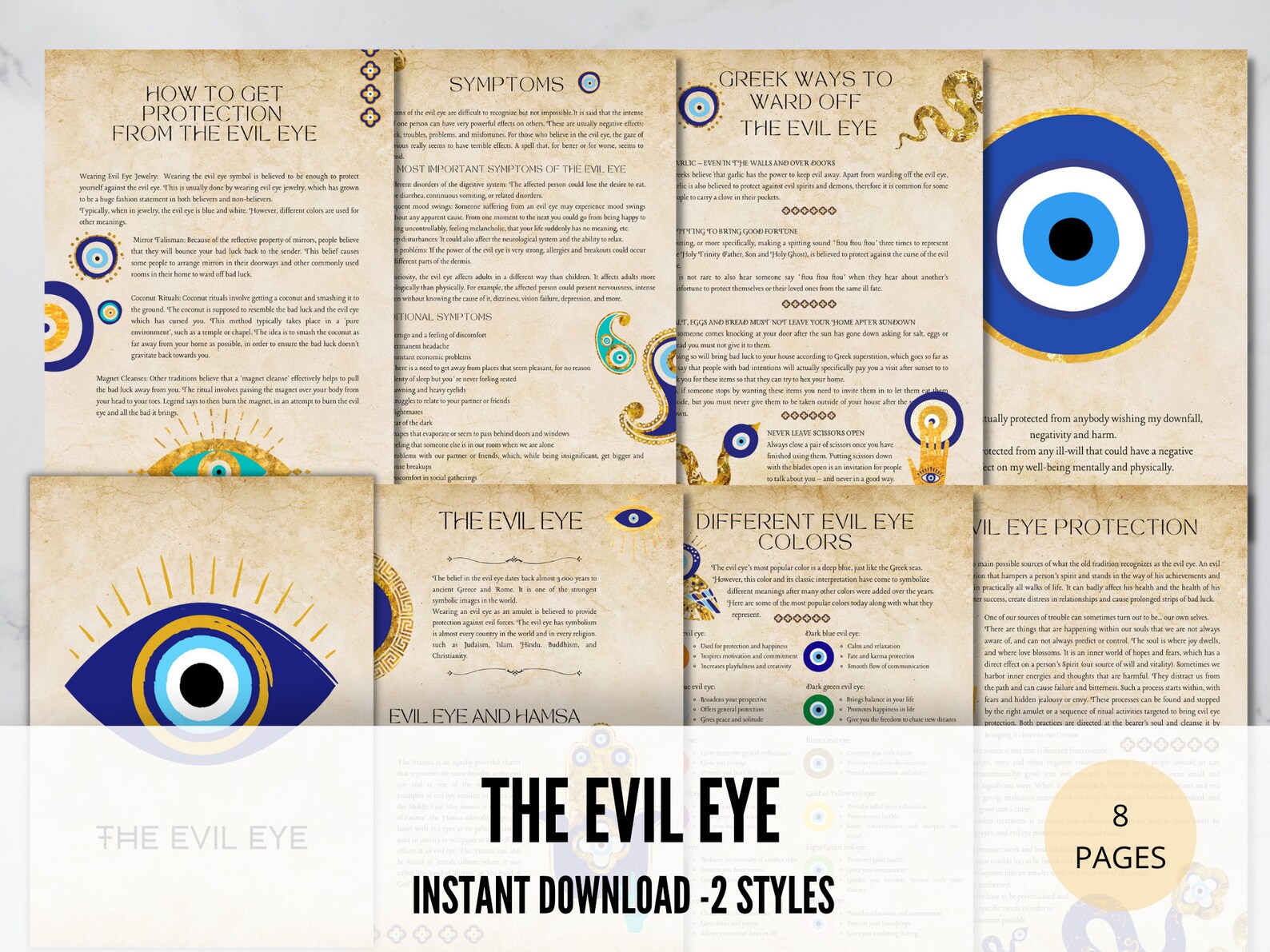 The Evil Eye, Printable Sheets, Grimoire, Digital Downloads, Spells ...