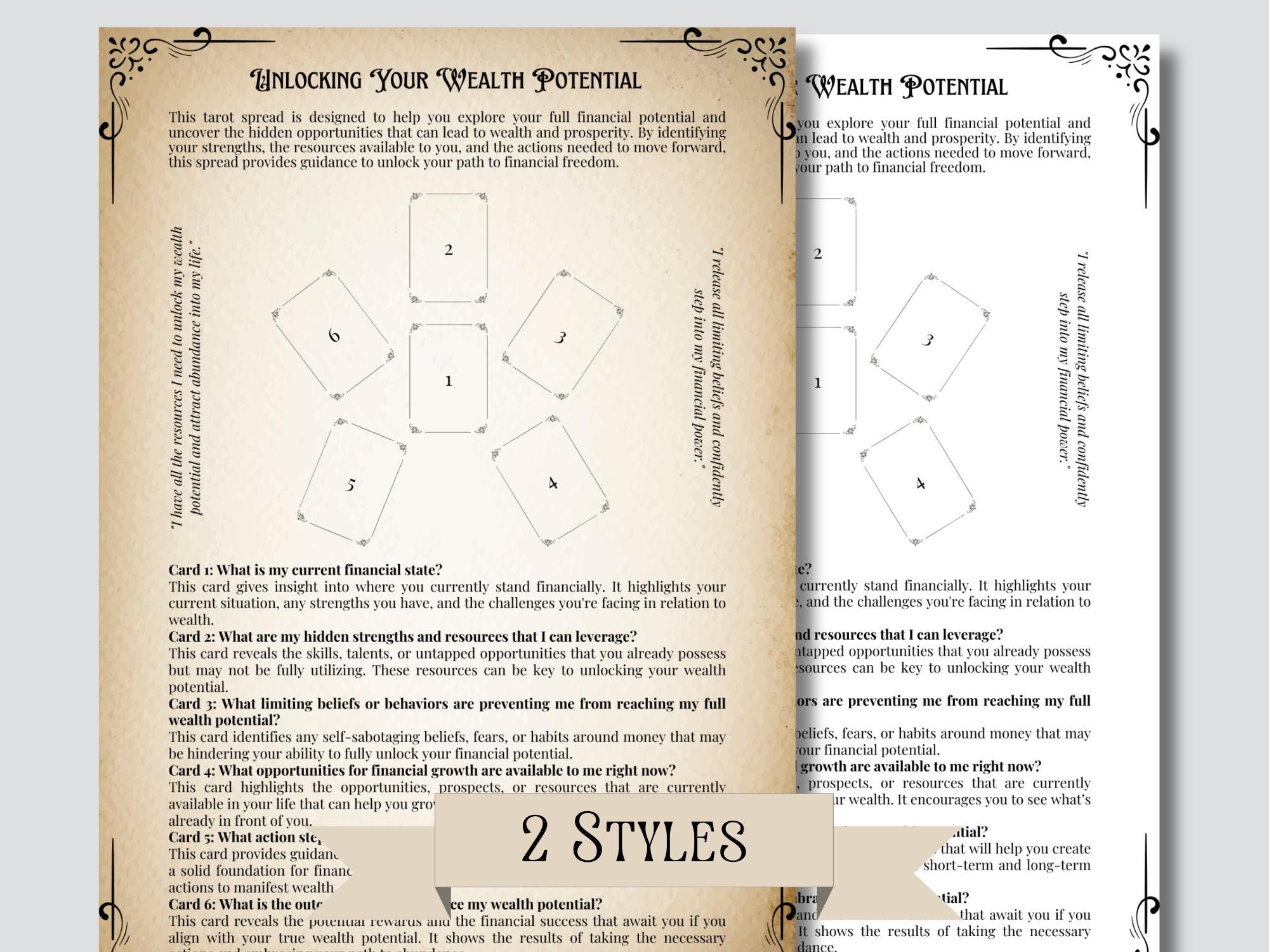 Money & Prosperity Tarot Spreads Journal: Financial Guidance (printable ...