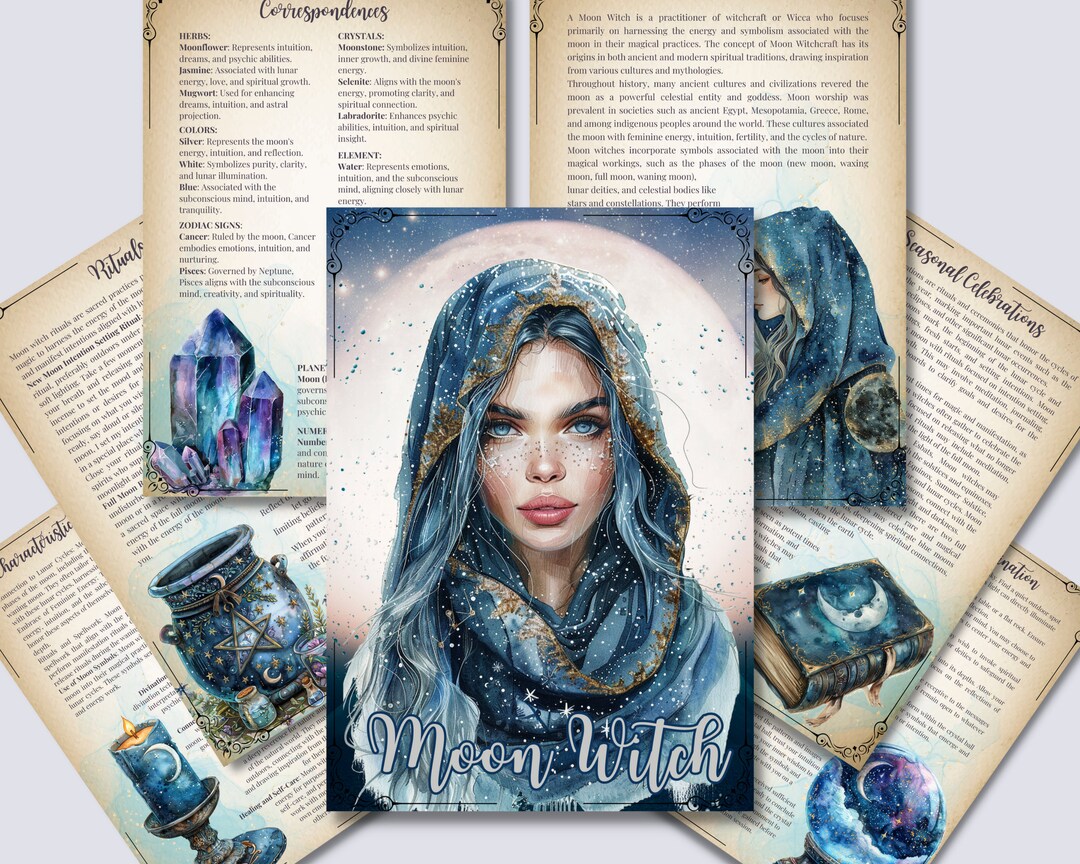Moon Witch. Solar Witch. Beautiful Pages for Your Grimoire or Book of ...