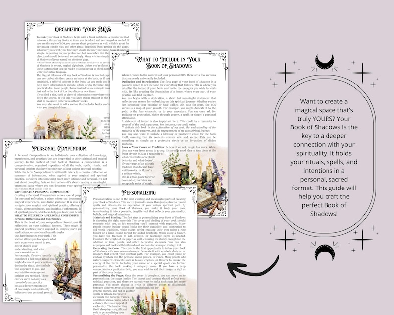 Book of Shadows Guide PDF | Witchcraft Journal, Spells & Rituals ...