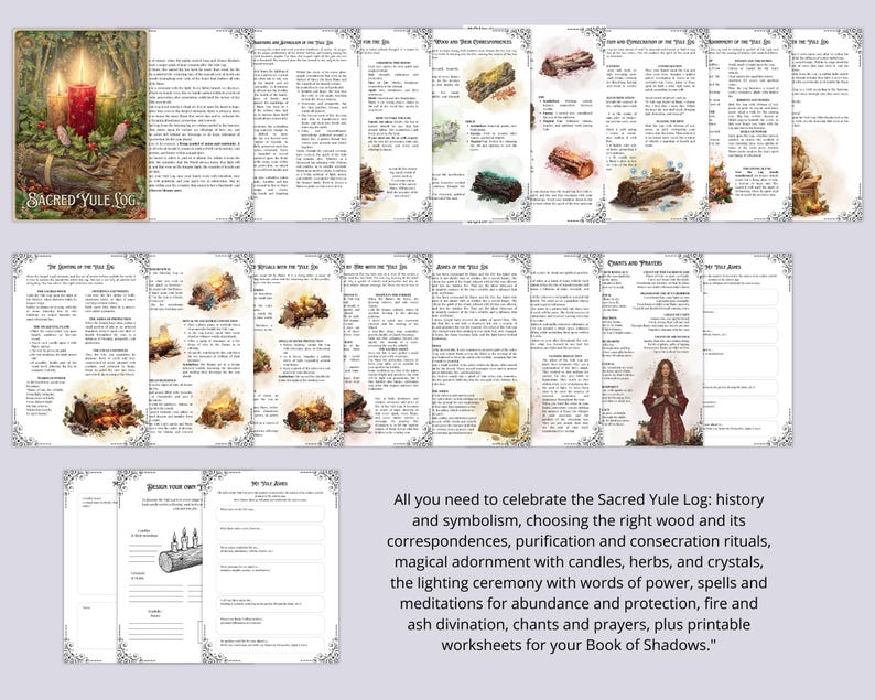 Yule Log Grimoire Printable | Winter Solstice Ritual Pages • BOS PDF ...