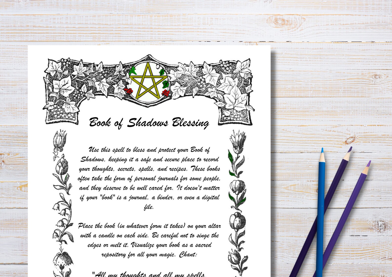 Book of Shadows Blessing Page Grimoire Blessings Page - Etsy Australia