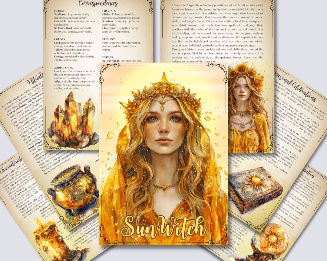 Sun Witch. Solar Witch. Beautiful Pages for Your Grimoire or Book of ...