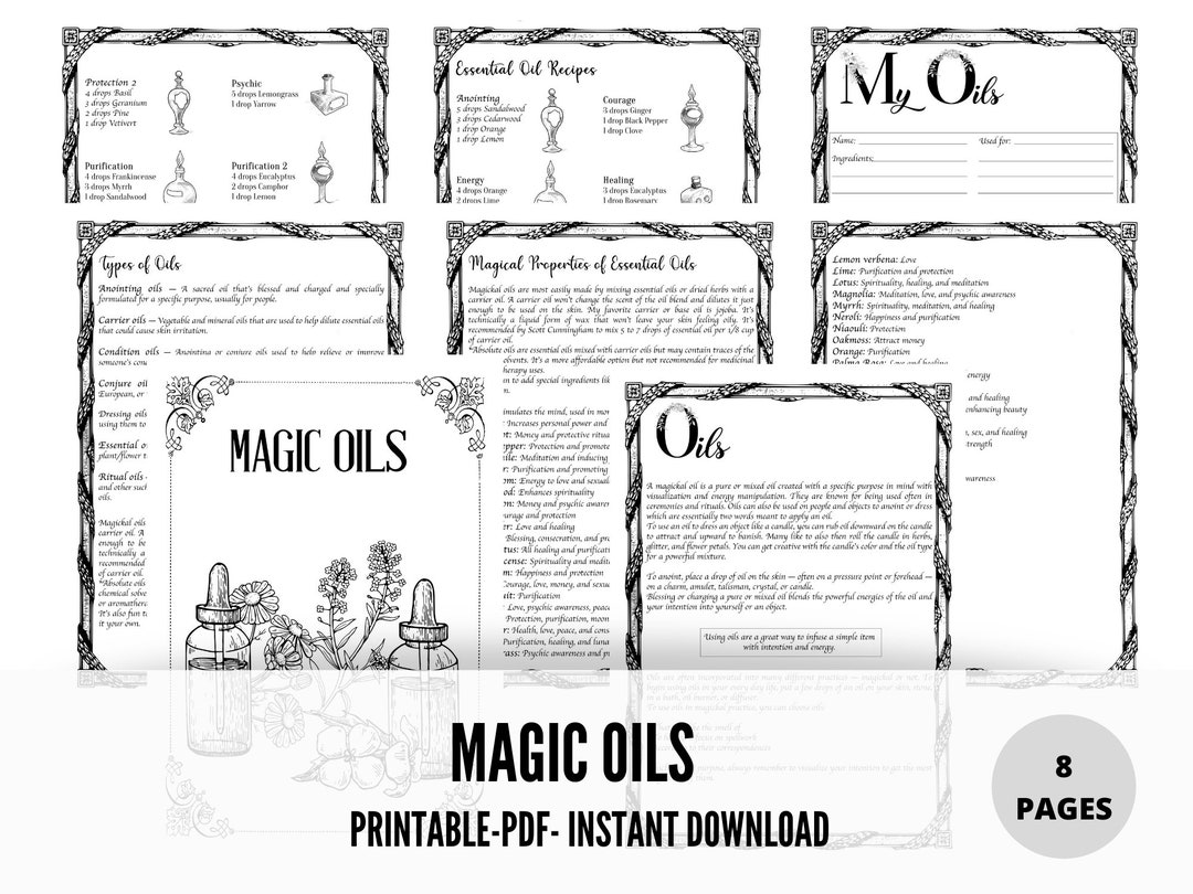 Magic Oils, Oils Basics, Grimoire Pages - Etsy