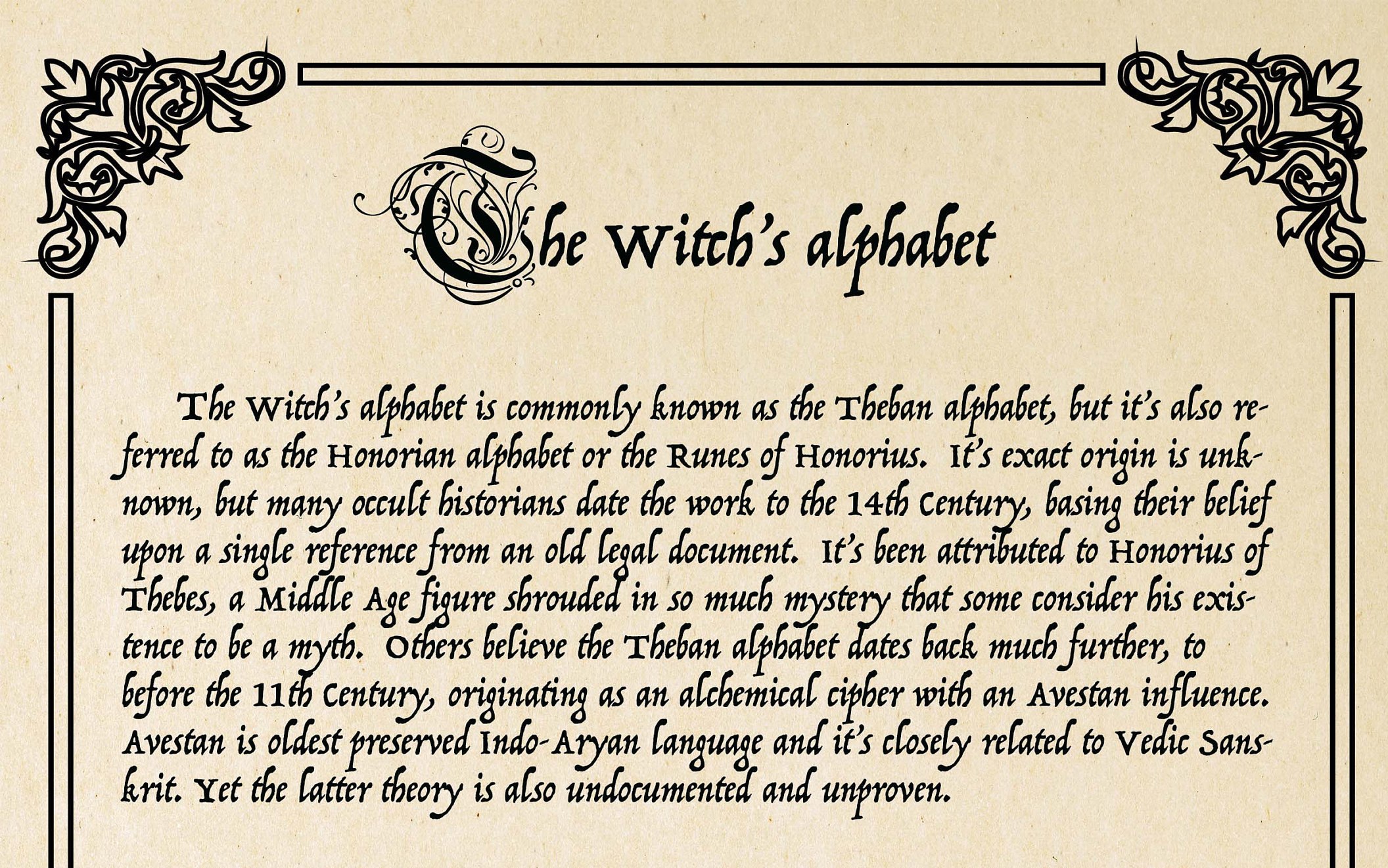 THEBAN MAGICK ALPHABET Used to Write Spells Instant - Etsy