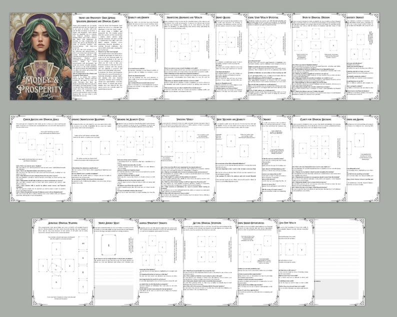 Money & Prosperity Tarot Spreads Journal: Financial Guidance (printable ...