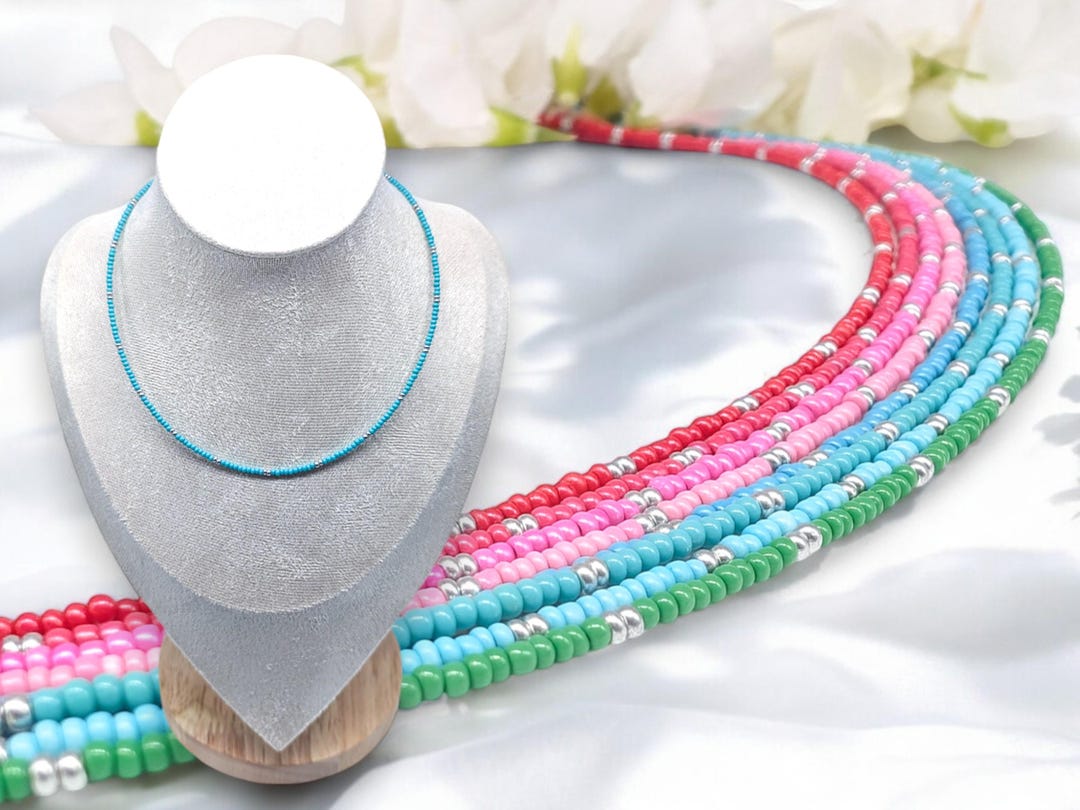 Tiny Seed Bead Necklace, Anklet or Bracelet • Summer Jewellery ...
