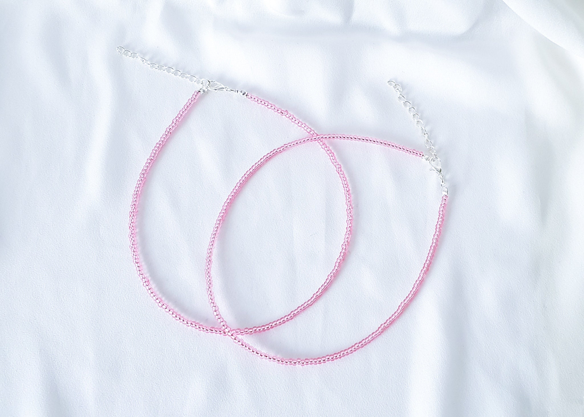 PINK Seed Bead Choker • Baby PINK Beach Choker • Pink Summer Beaded ...