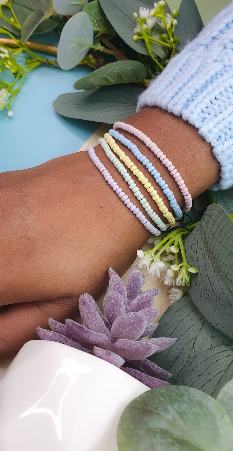Pastel Seed Bead Bracelet • SELECT ONE • Kawaii Pastel Bracelet • Waxed ...