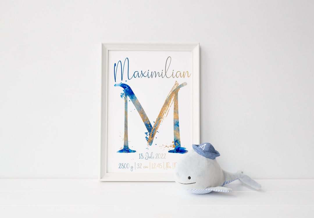 Birth Poster for Boys in A4 Personalized With Name and Dates of Birth ...