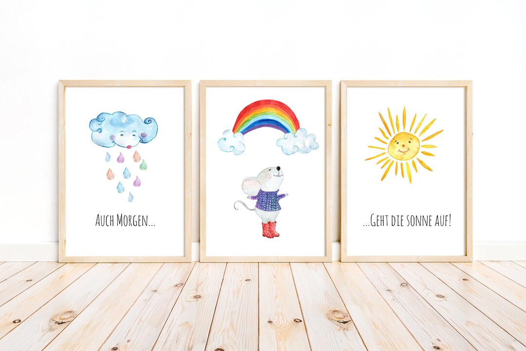 Wall Art Children's Room Poster Set of 3, Cute Motivational Poster With ...