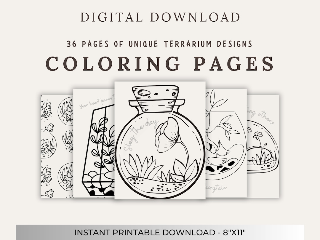 Printable Terrarium Coloring Pages - Etsy