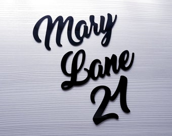 Script Address Sign Metal Custom House Numbers Sign Cursive | Etsy