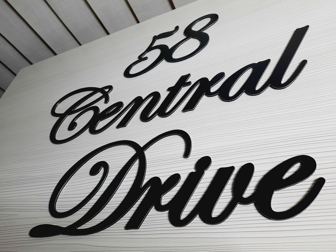 Script Address Sign Metalscript House Numberscustom House - Etsy