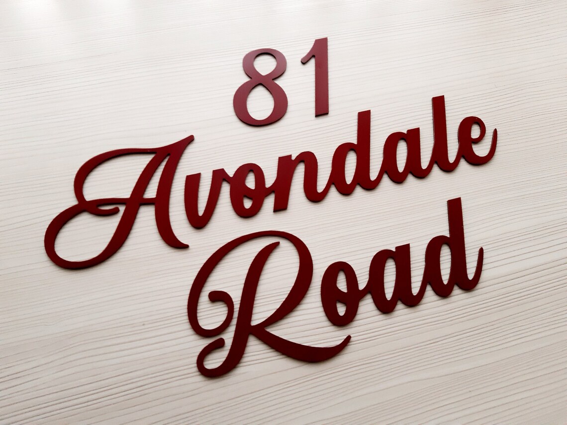 Script Address Sign MetalScript house numbersCustom house | Etsy