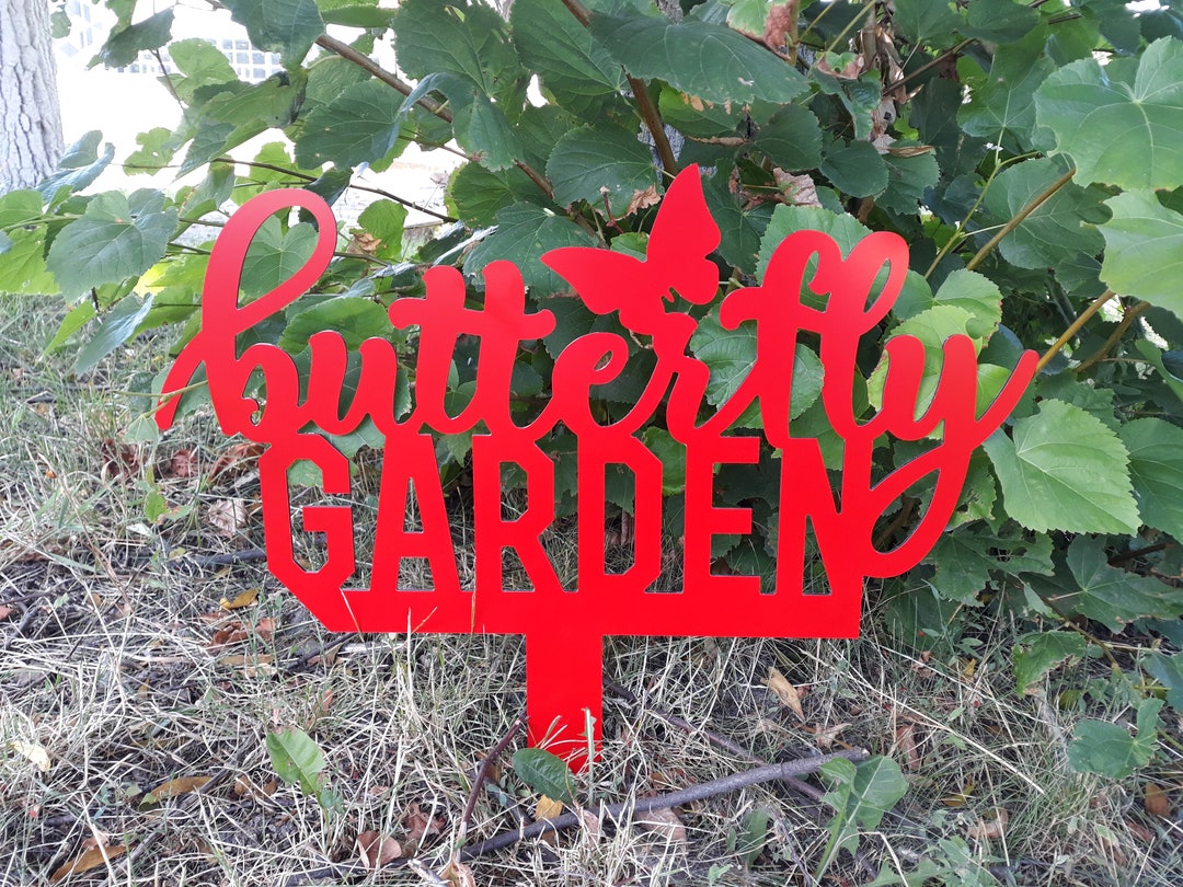 Butterfly Garden Metal Sign, Metal Butterfly Garden Signs, Gardening ...