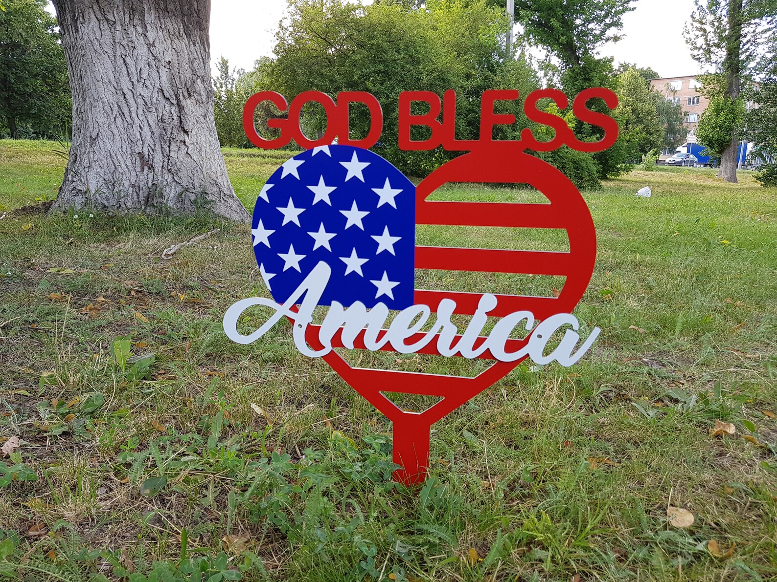 GOD BLESS America Metal Sign Yard, Metal Garden Signs GOD Bless America ...