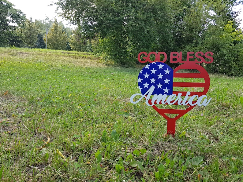 GOD BLESS America Metal Sign Yard Metal Garden Signs GOD - Etsy