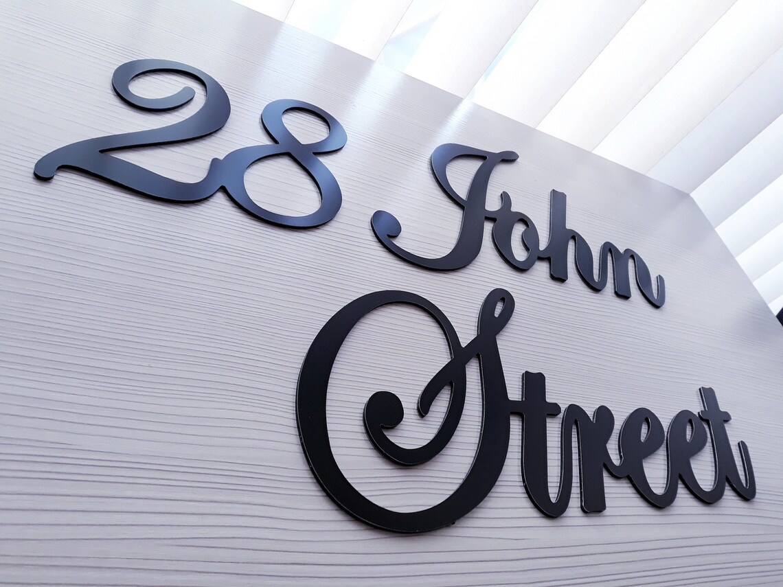 Script Address Sign MetalScript house numbersCustom house | Etsy