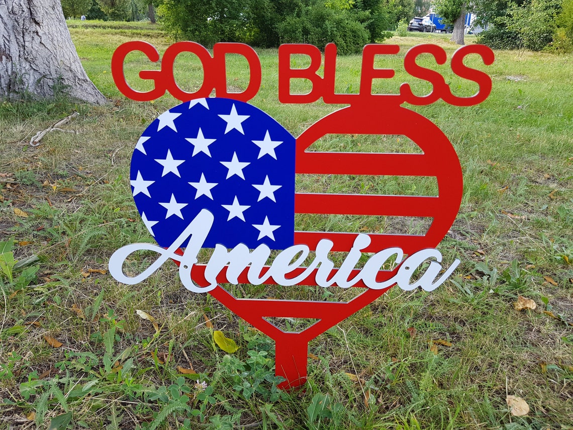 GOD BLESS America Metal Sign Yard Metal Garden Signs GOD - Etsy