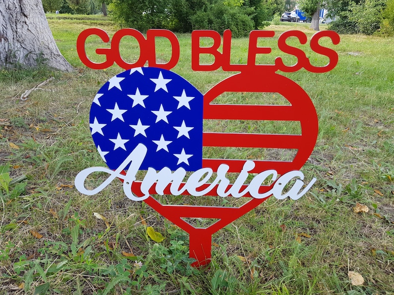 GOD BLESS America Metal Sign Yard Metal Garden Signs GOD - Etsy