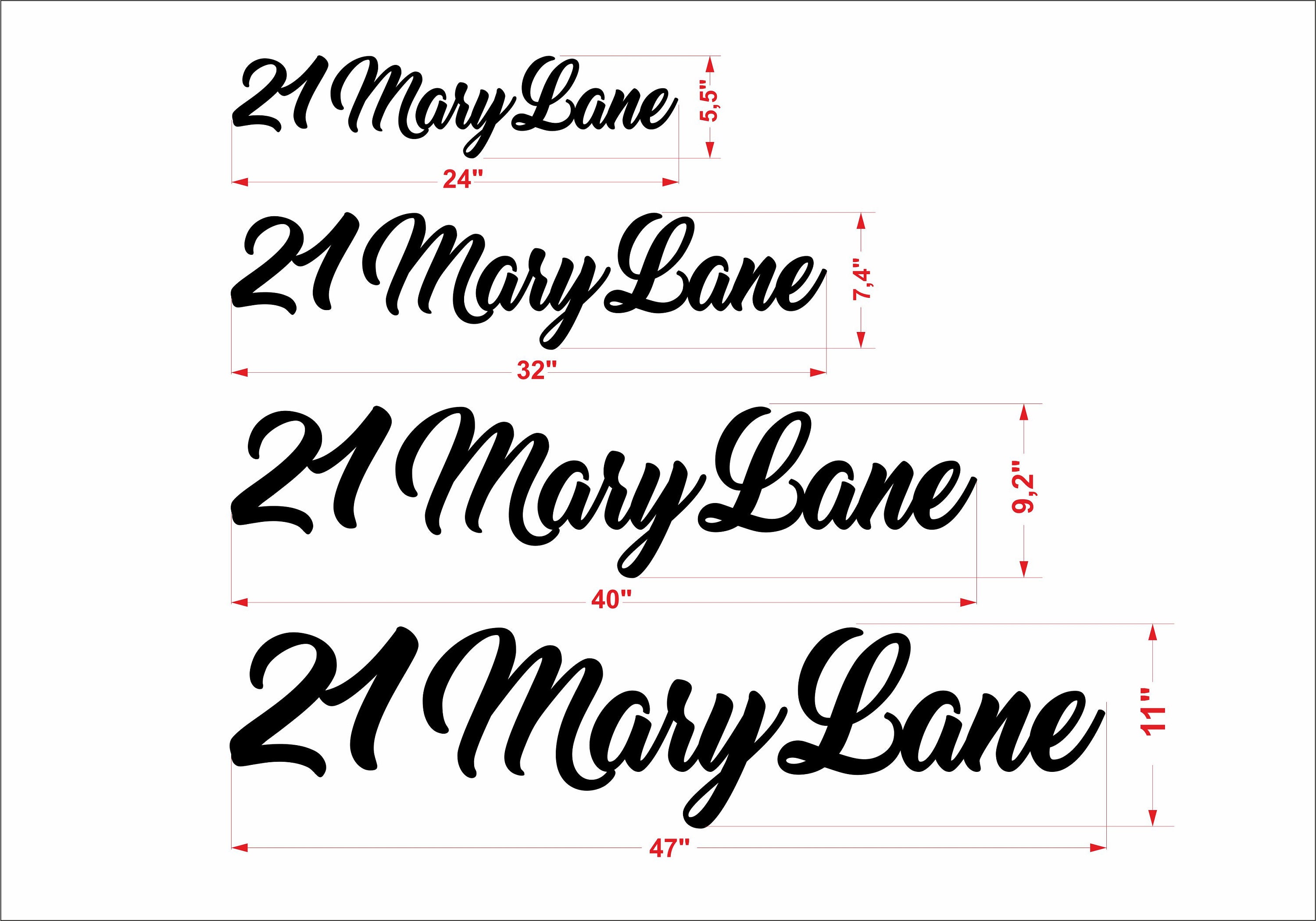 Script Address Sign Metal Custom house numbers sign Cursive | Etsy