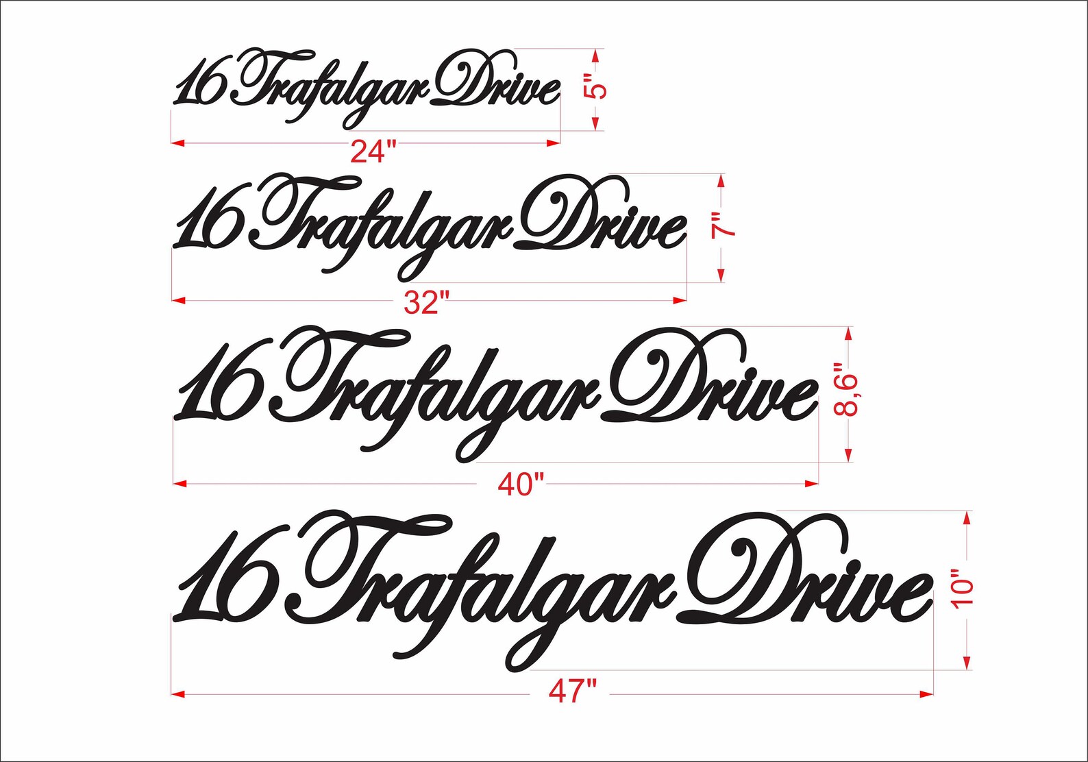 Script Address Sign Metal,script House Numbers,custom House Numbers ...