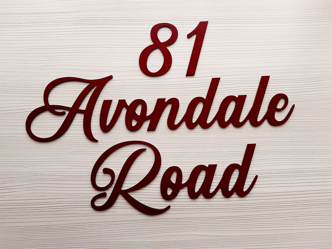 Script Address Sign MetalScript house numbersCustom house | Etsy
