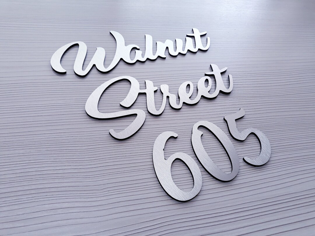Script Address Sign Metal, Custom House Numbers Sign Cursive, Metal ...