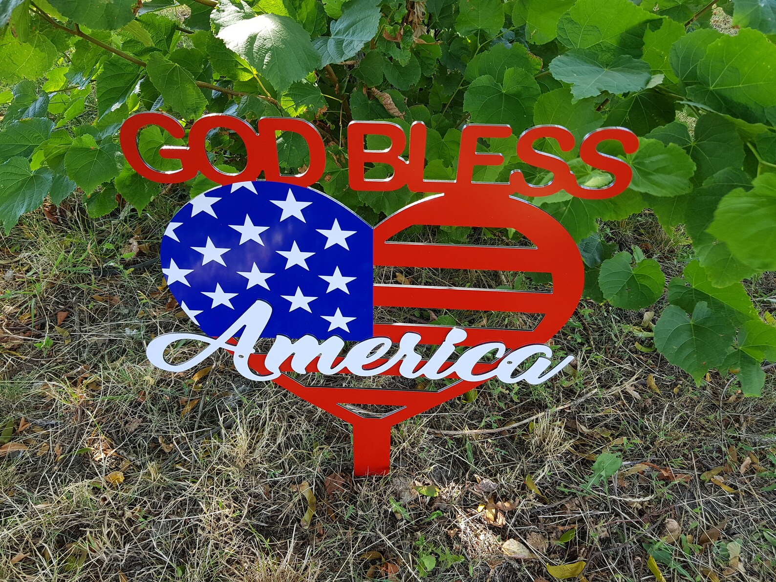 GOD BLESS America Metal Sign Yard, Metal Garden Signs GOD Bless America ...