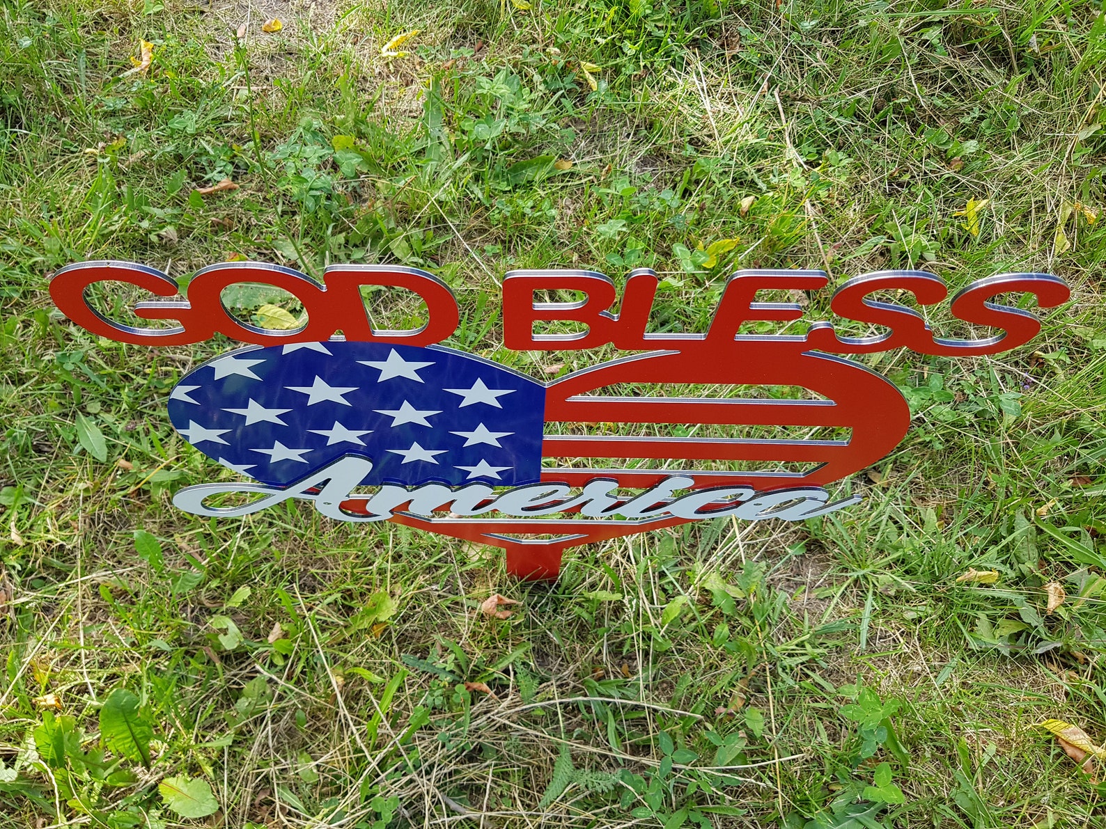 GOD BLESS America Metal Sign Yard, Metal Garden Signs GOD Bless America ...