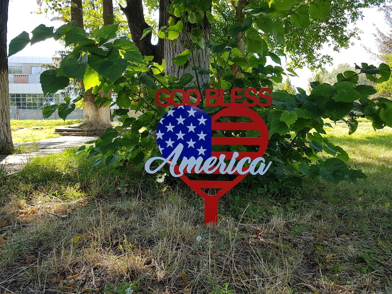 GOD BLESS America Metal Sign Yard, Metal Garden Signs GOD Bless America ...