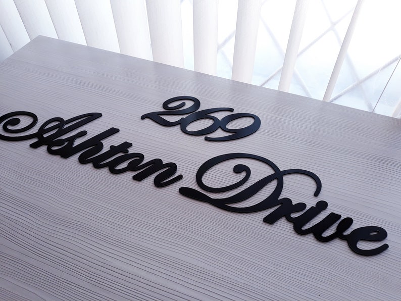 Script Address Sign Metalscript House Numberscustom House | Etsy