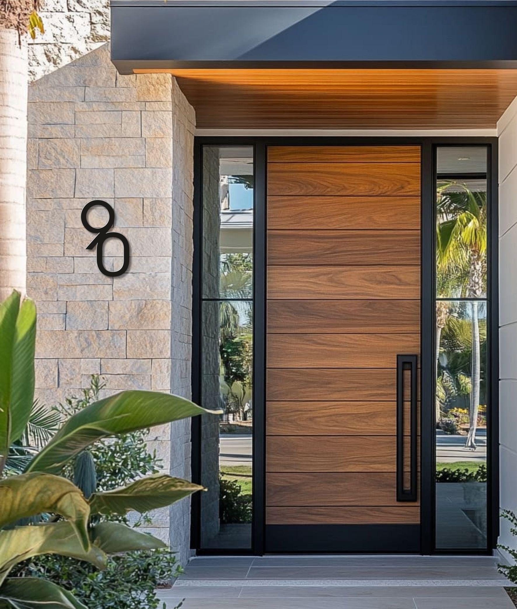 Modern Vertical House Number Sign, Aluminum Composite, Personalized ...