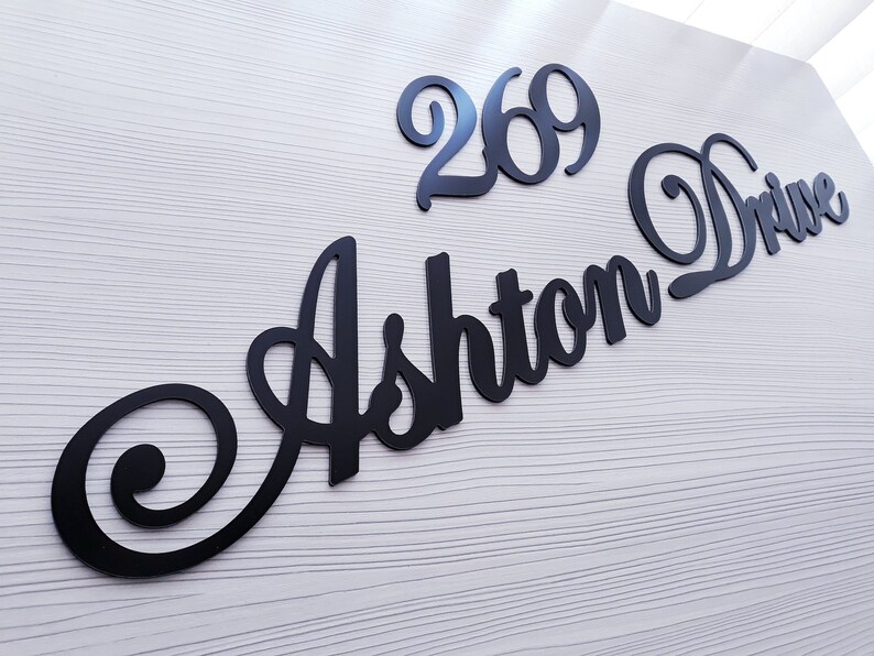 Script Address Sign Metalscript House Numberscustom House | Etsy