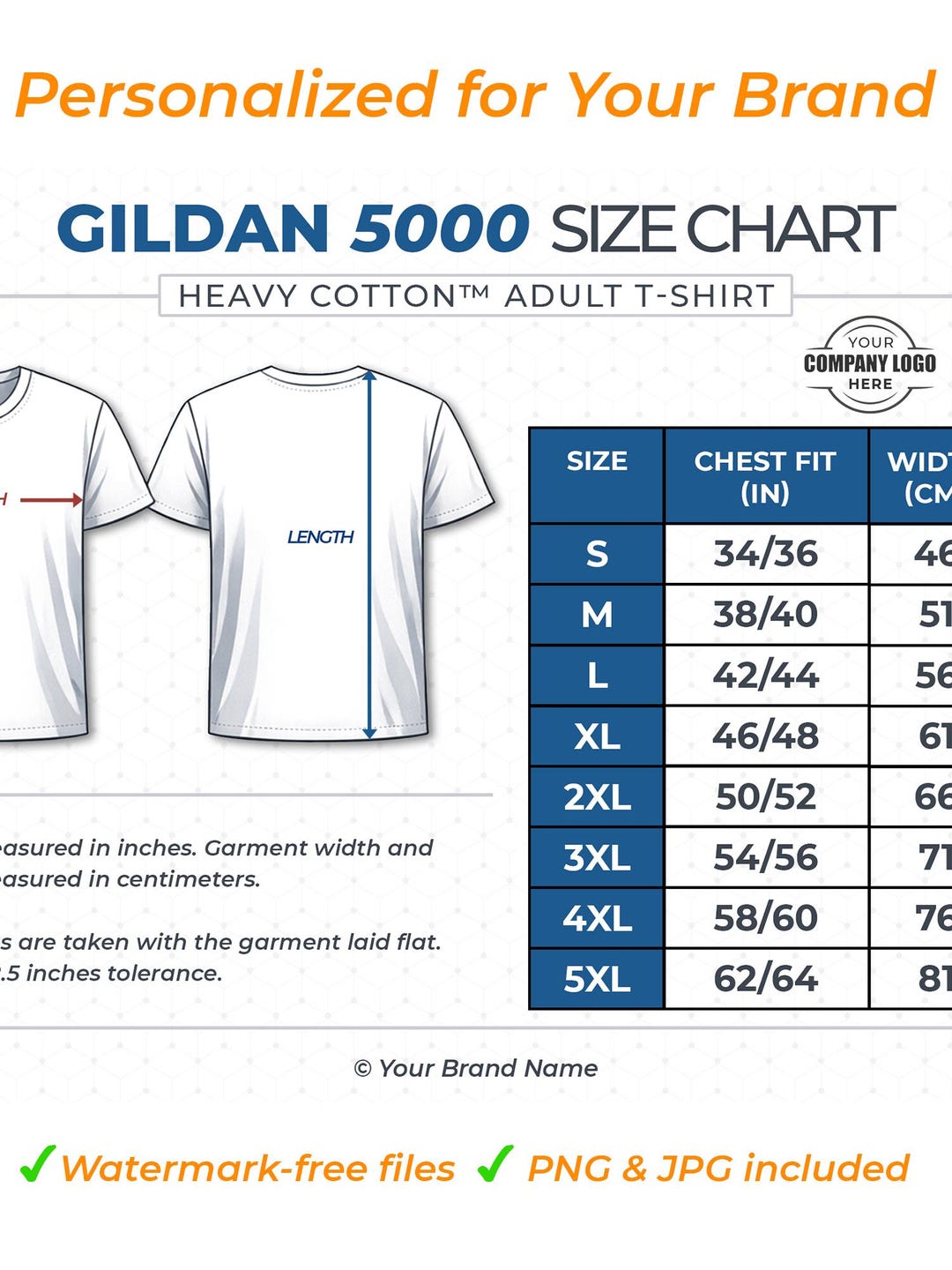 Gildan 5000 T-shirt Size Chart | Heavy Cotton Adult Tee | Personalized ...