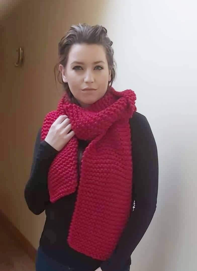 Irish Ruby Red Over-sized Chunky Knit Scarf || Ladies Scarf || Hand ...