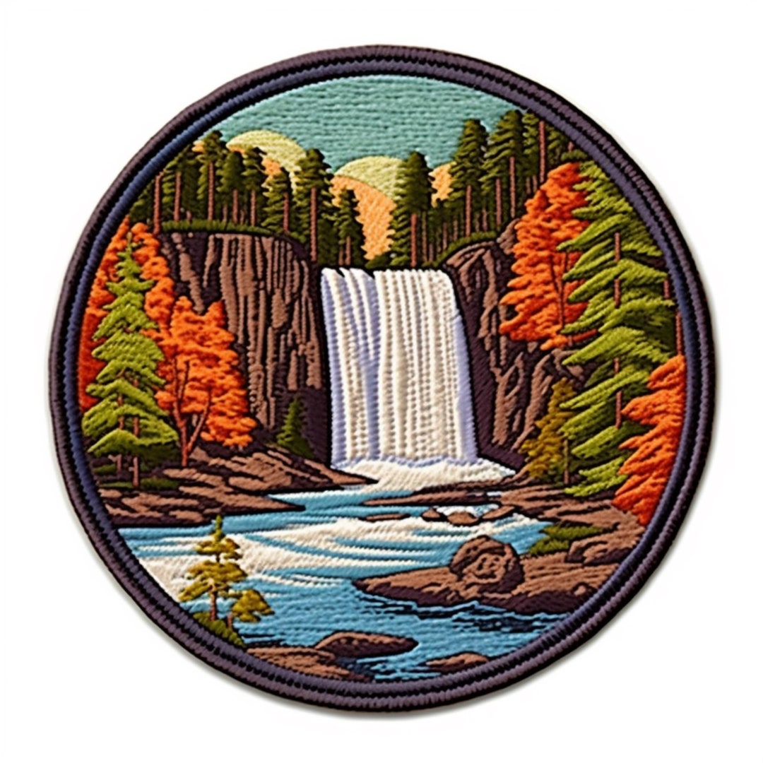 Nature Waterfall Patch Embroidered DIY Iron-on/sew-on Applique Badge ...