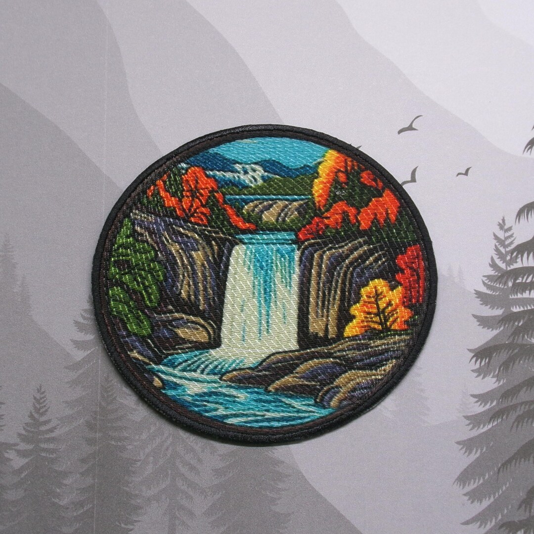 Iron on Mountain Waterfall Patch, Sew-on Applique for Jacket Backpack ...