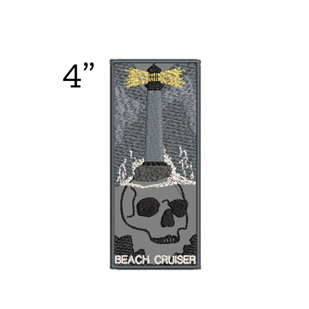 Beach Cruiser Lighthouse Skull Patch Embroidered DIY Iron-on/sew-on ...