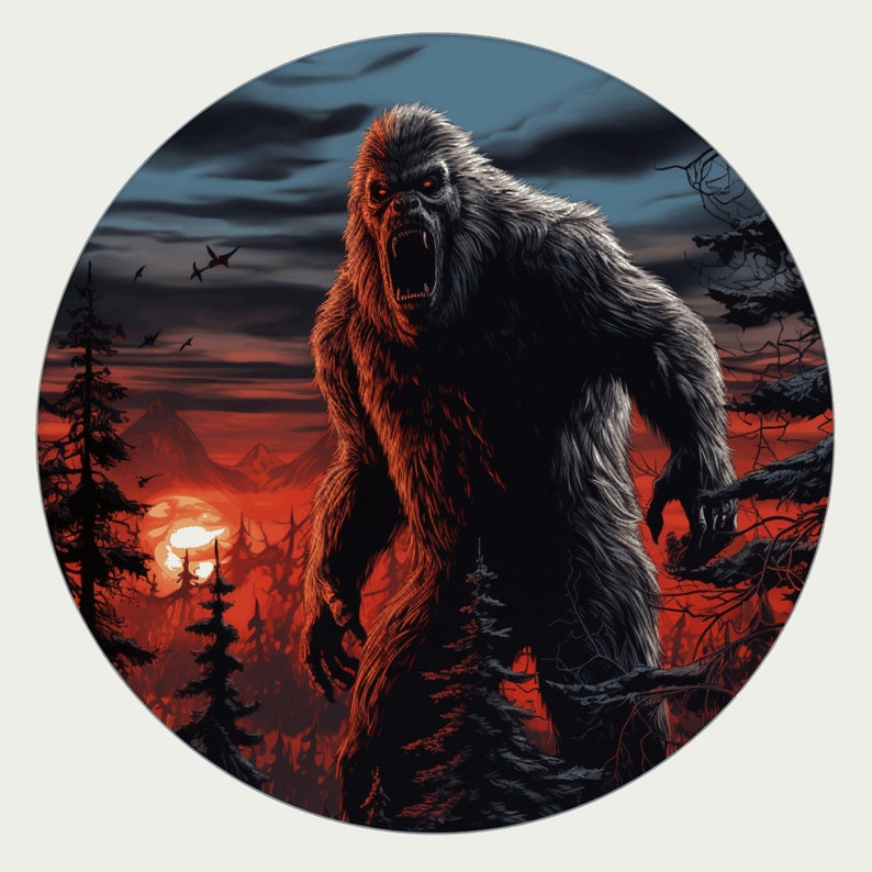 Roaring Sasquatch in the Forest Vinyl Sticker Decal/bigfoot Cryptid ...