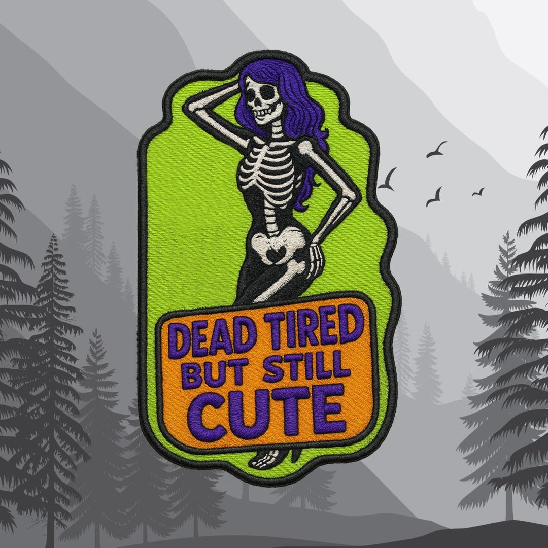 Iron on Dead Tired Patch Sew-on Applique for Jacket, Clothing, Backpack ...