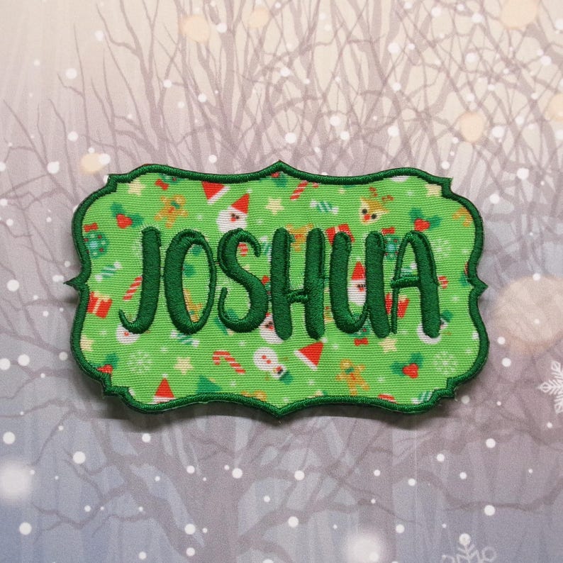 Iron on Personalized Christmas Patch Embroidered Name Tag for Stocking ...
