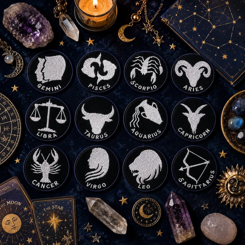Zodiac Sign Patch/iron-on Patch/birthday Gift/horoscope Astrology Badge ...