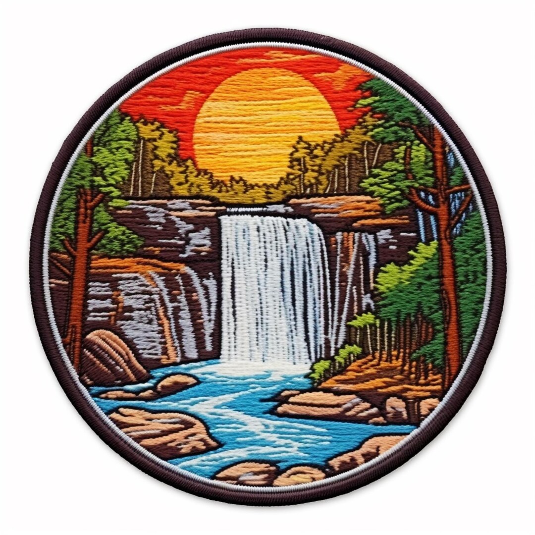Nature Waterfall Patch Embroidered DIY Iron-on/sew-on Applique Badge ...
