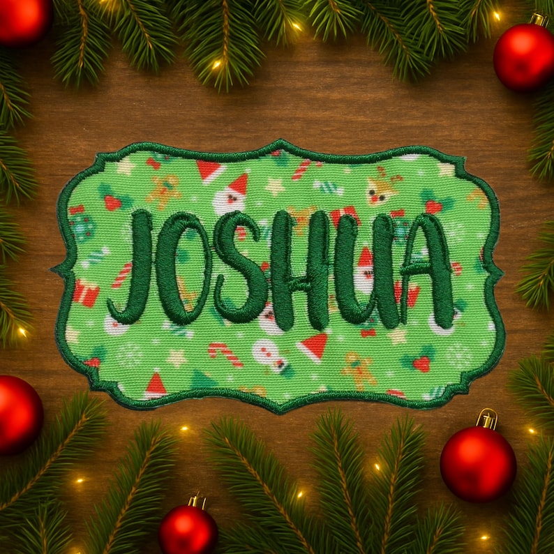 Iron on Personalized Christmas Patch Embroidered Name Tag for Stocking ...