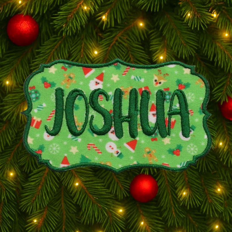 Iron on Personalized Christmas Patch Embroidered Name Tag for Stocking ...