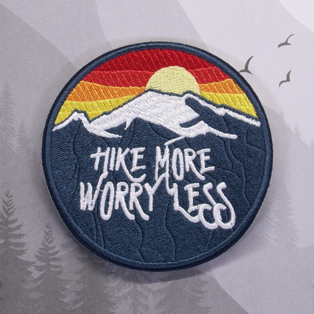 Iron on Hike More Worry Less Patch, Embroidered Applique for Jacket ...